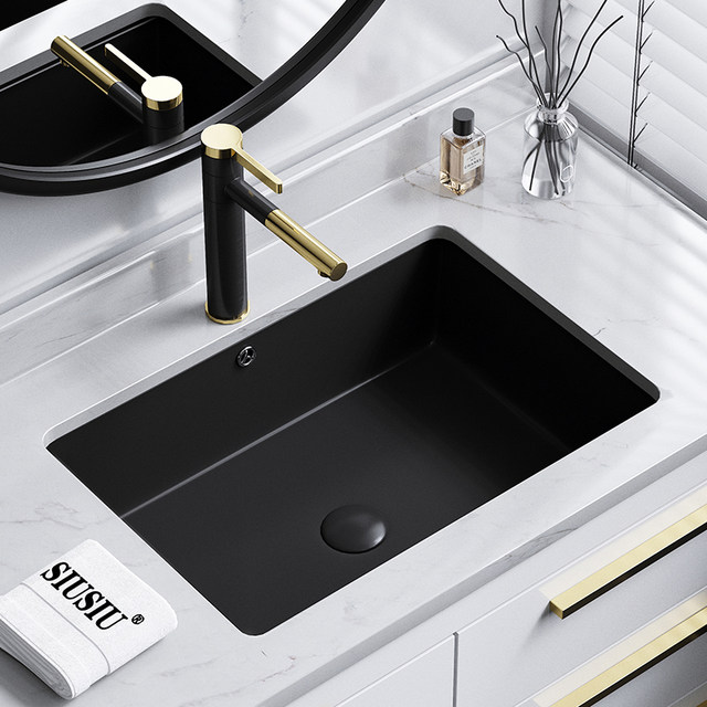 Ceramic flat bottom deepened right-angle stone undercounter basin wash ...