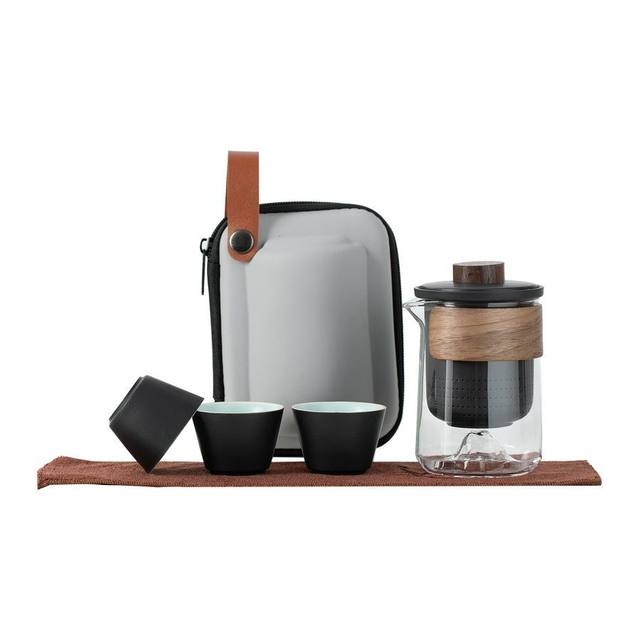 Glass travel tea set simple teapot one person outdoor portable quick ...