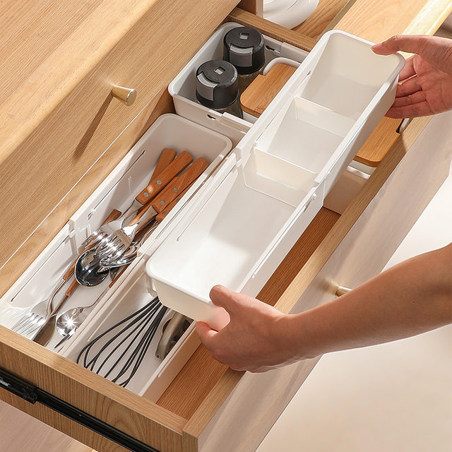 Japanese -style drawer storage box can telescopic tableware separation ...