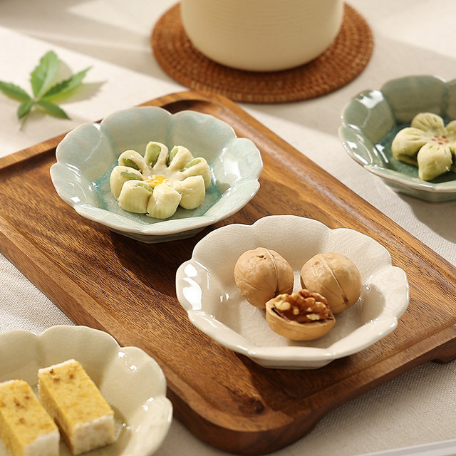 Retro Chinese pastry plate, tall dessert plate, tea snack plate ...