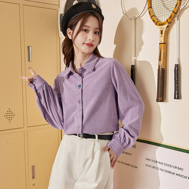 Tang Shi Purple Cordering Shirts Female Autumn and Winter New Design ...