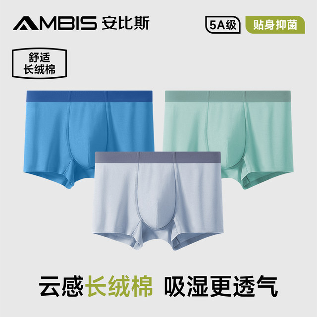 Ambis Seamless Men's Briefs Square Corners Pure Cotton Antibacterial ...