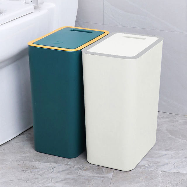 Household trash can with cover, push-type pop-up cover, high-end style ...