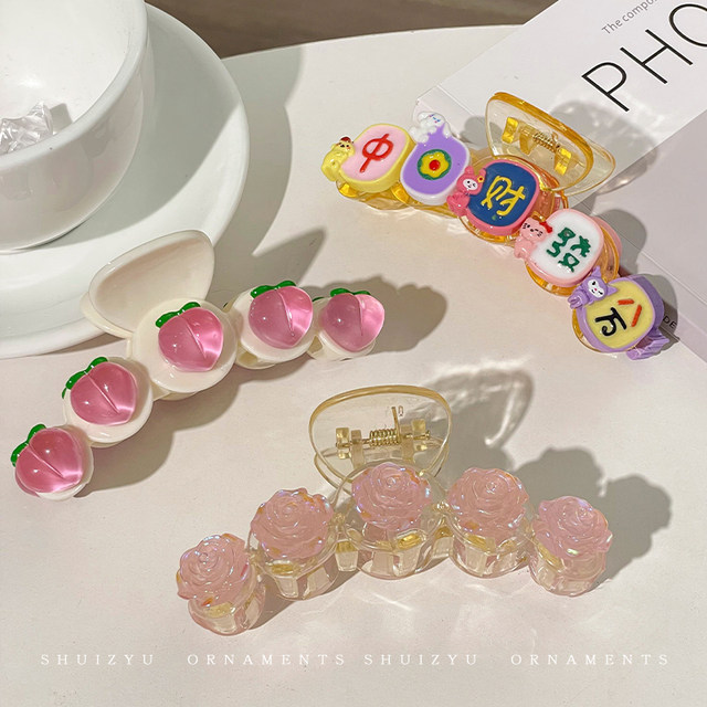 Pink grabber clip for the back of women's head large shark clip hair ...