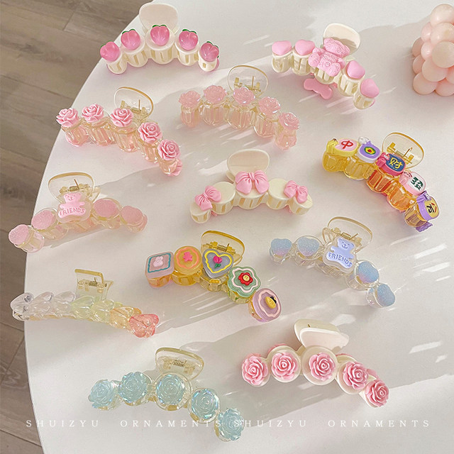 Pink grabber clip for the back of women's head large shark clip hair ...