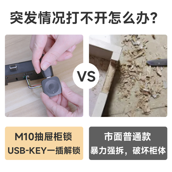 Yisuobao fingerprint drawer lock, no hole opening, self-installed ...