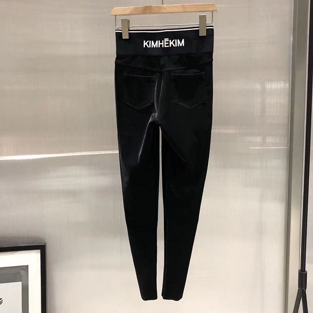 Black matte leather pants female 2023 new velvet plus small feet autumn ...