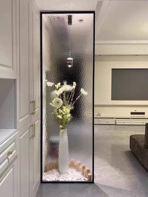 French glass partition creamy wind, light luxury long rainbow ripple ...