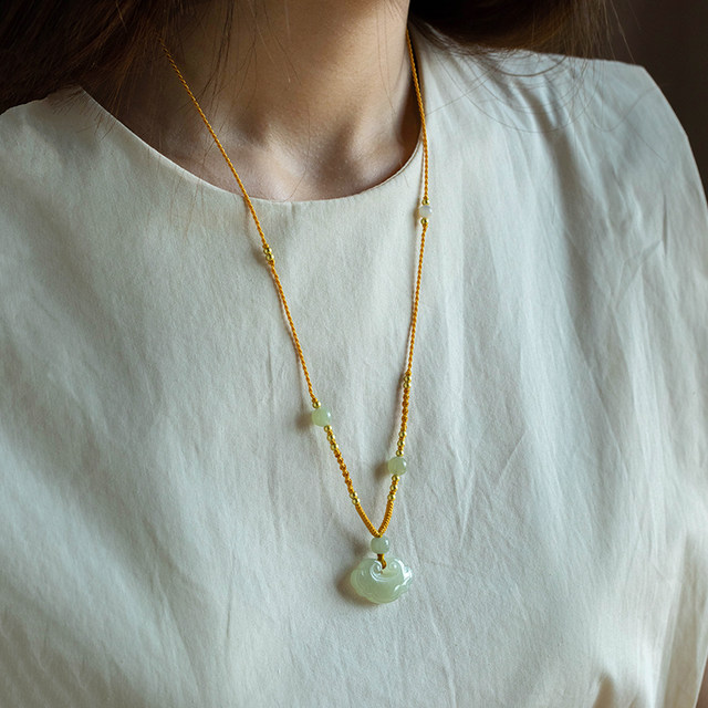 Yixing Natural Hetian Yu Ping An Necklace Qinghai Material Ruyi sweater ...