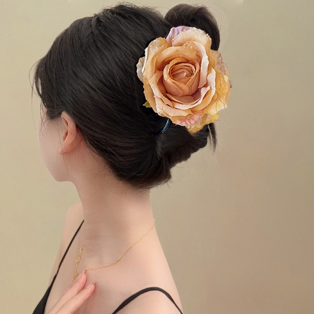 Orange jasmine! Atmosphere rose clip! Super fairy back head hair shark ...