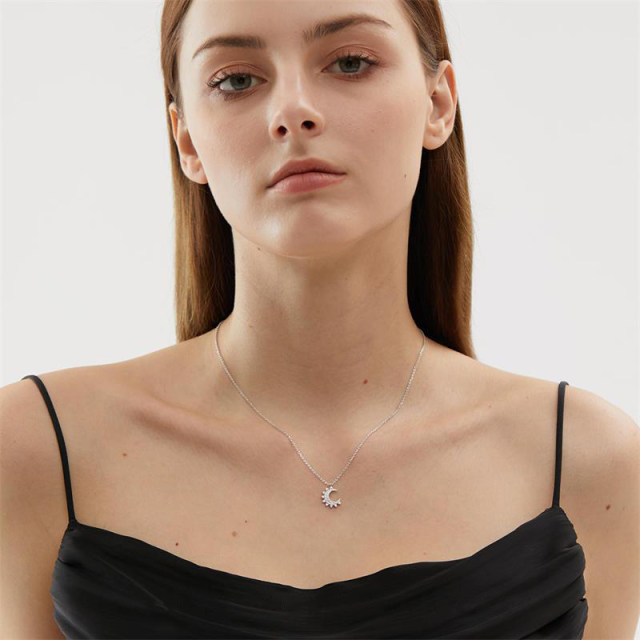 APM Monaco Little Moon 925 sterling silver clavicle chain necklace women's light luxury niche ...