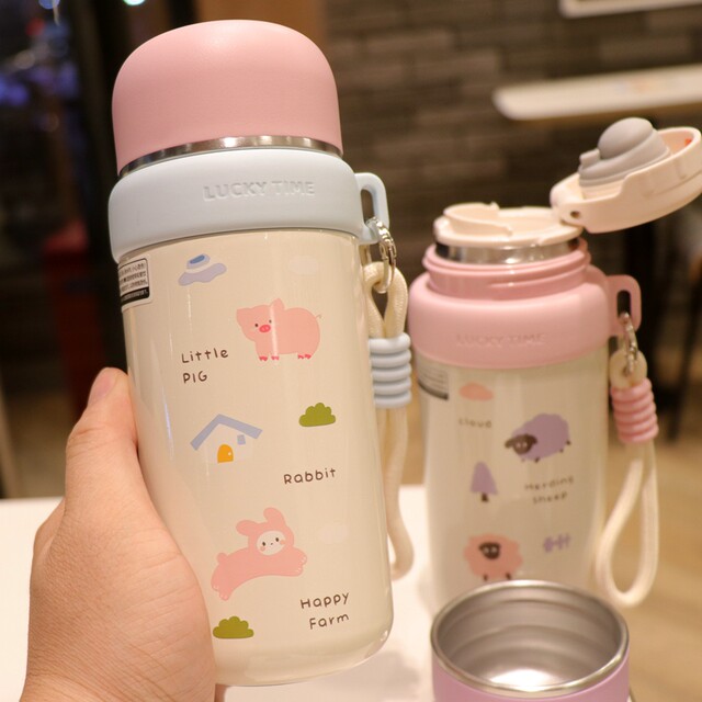 Women's portable thermos cup with high appearance value 316 stainless steel tea water separation ...