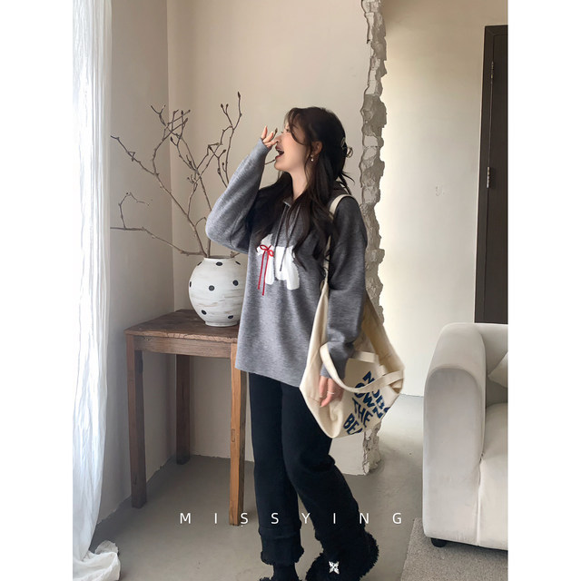 Ms. Ying's winter casual puppy hooded sweater slightly fat mm sweater ...