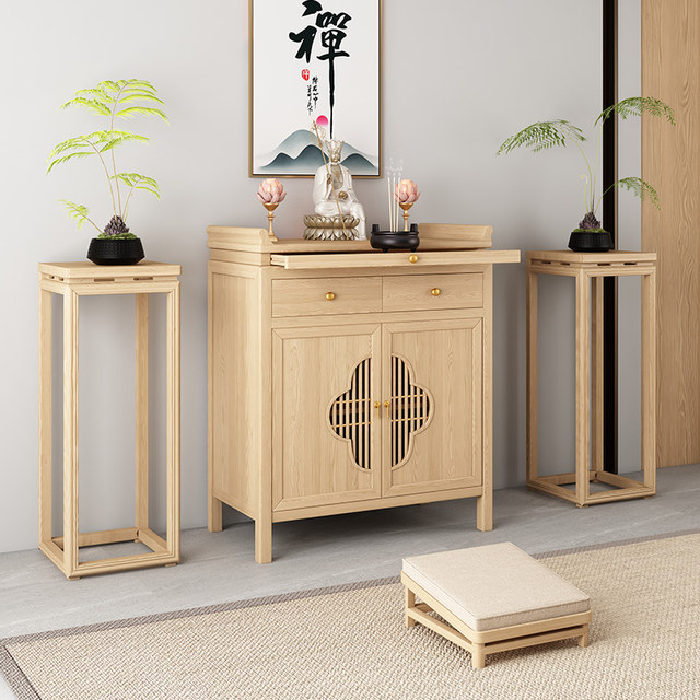 New Chinese style solid wood God of Wealth offering table with door ...