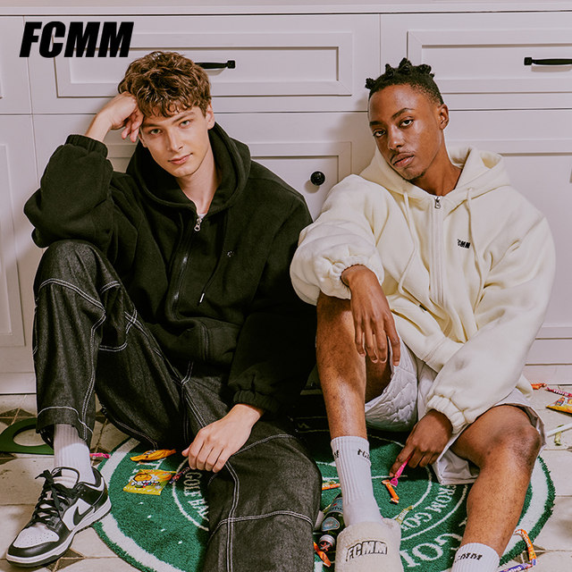 FCMM autumn and winter women's velvet fleece hooded coat couple's loose quilted versatile ...