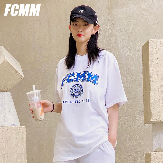 FCMM pure cotton T-shirt couple style half-sleeved short-sleeved casual all-match printed loose ...