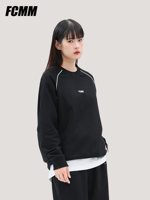 FCMM spring sweater round neck versatile simple, high -end loose couple long -sleeved short ...