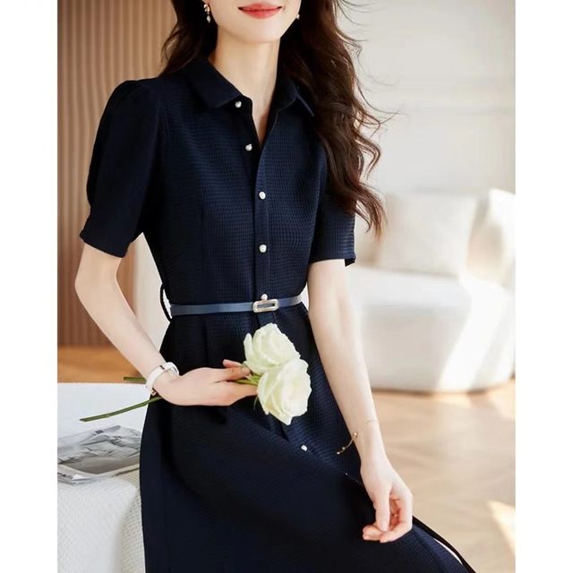 Commuting OL lapel single-breasted professional work dress women's high ...