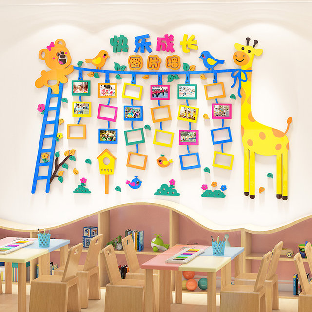 Kindergarten classroom wall decoration hall ring -themed wall finished ...