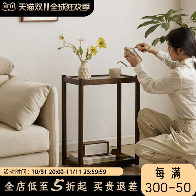 All solid wood small side table mobile small table sofa side cabinet ...
