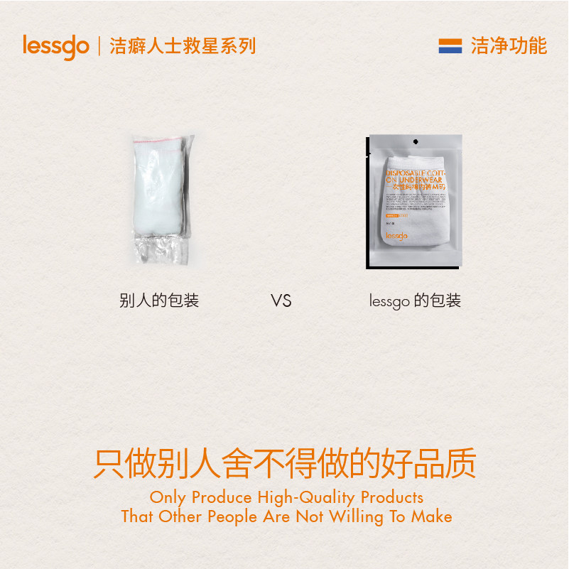 กางเกงชั้นในผ้าฝ้ายแบบใช้แล้วทิ้ง Lessgo - ปลอดเชื้อ บรรจุแยกชิ้น