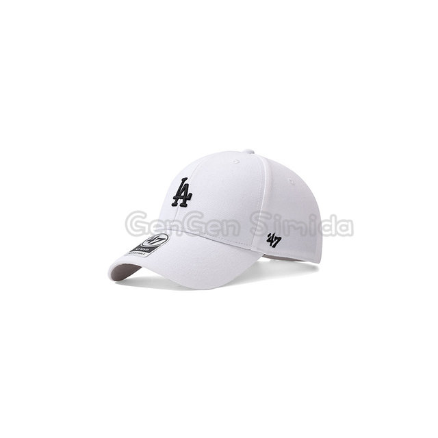 47brand small label hard top LA white black label baseball cap retro ...