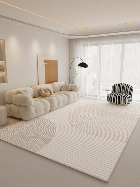 Simple cream style carpet, living room, light luxury, high-end sofa ...