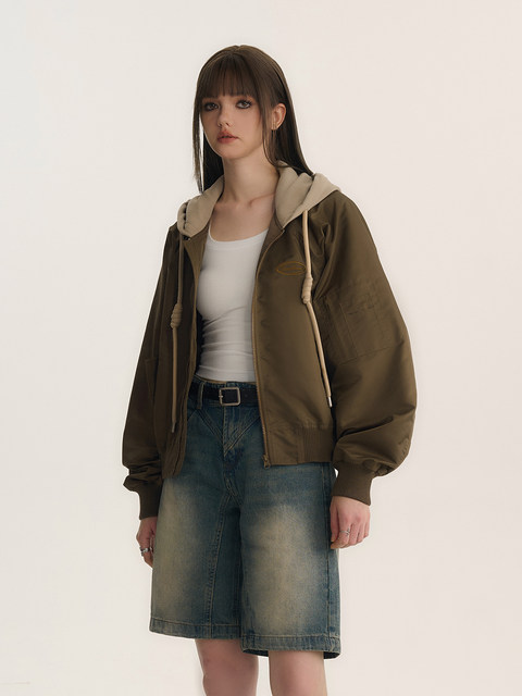 HeartBoon American Retro Fake Two-Piece Flight Jacket Men's 2024 Spring ...