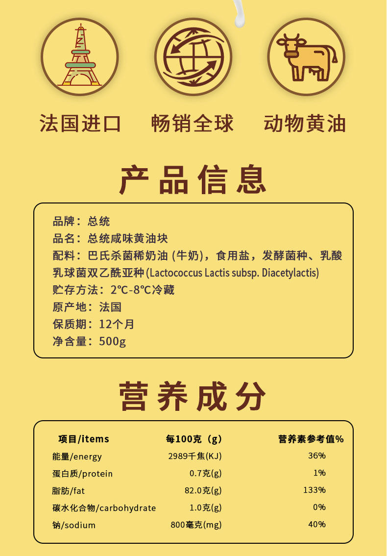 President (president) french imported salted butter | President Butter