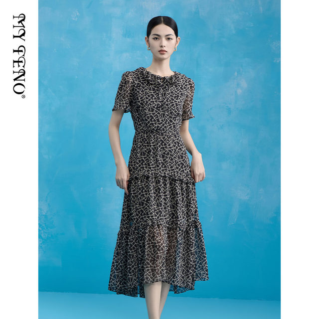 Ma Tiannu women's summer new black printed dress now popular short ...