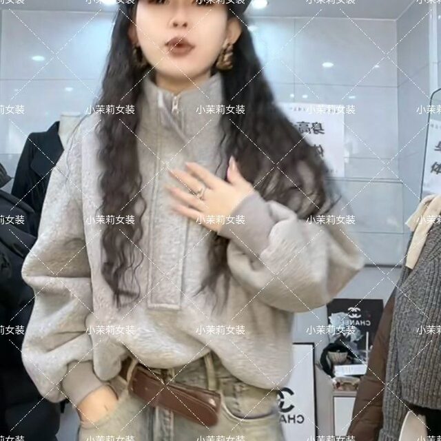 High -quality foreign qi plus velvet embroidery zipper sweater ...