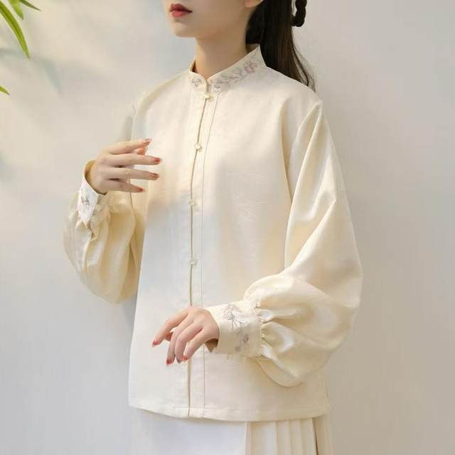 Bai Su original Hanfu new Chinese national style shirt [lilac] top ...