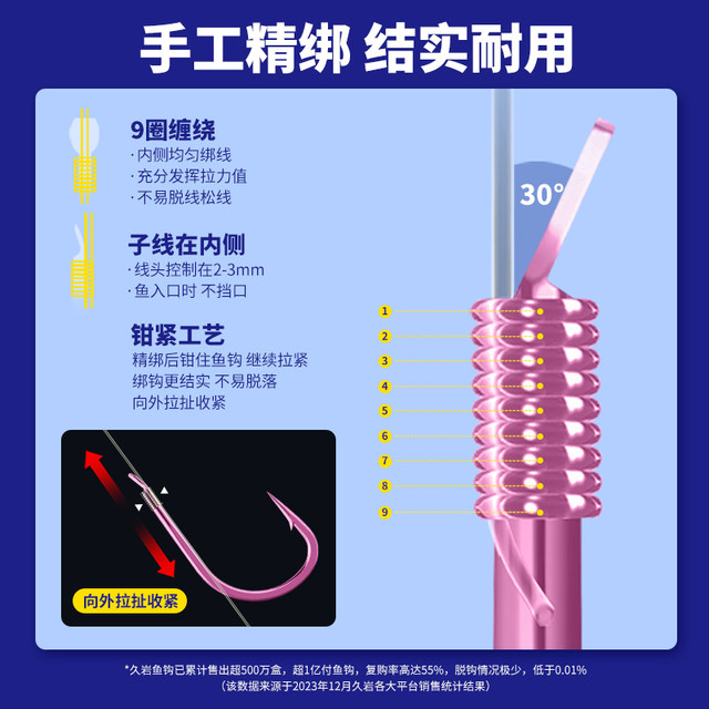 Jiuyan Izu fishing hook genuine tied sub-thread double hook finished ...