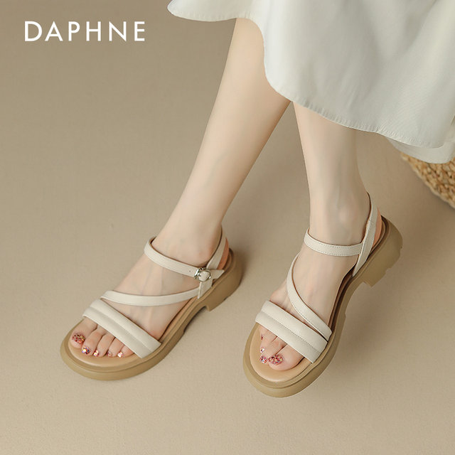 Daphne Sandals for women 2025 new summer outfit thick heel thick sole summer French flat low ...