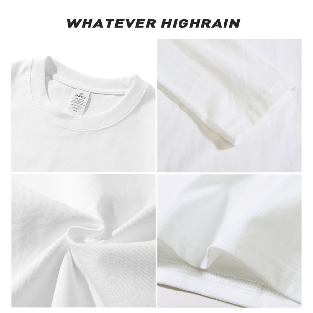 Heavy white cotton solid color spring and autumn bottoming shirt with ...