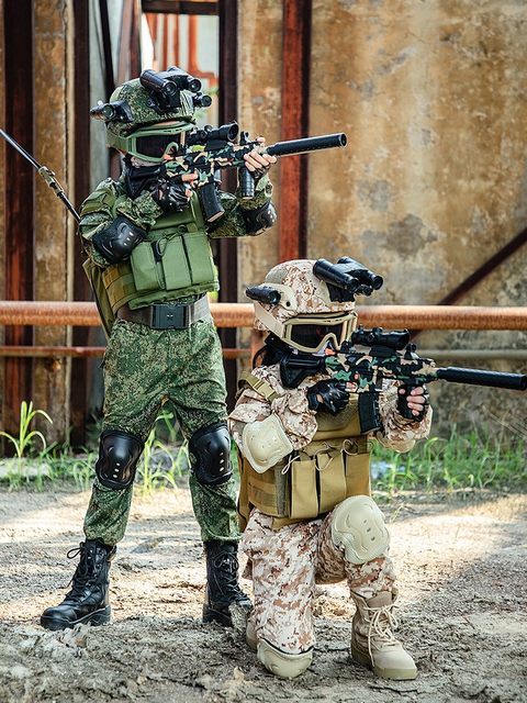 Children's long -sleeved camouflage suits set boys outdoor tactical ...