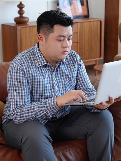 2025 autumn new pure cotton large size plaid men's long-sleeved shirt ...