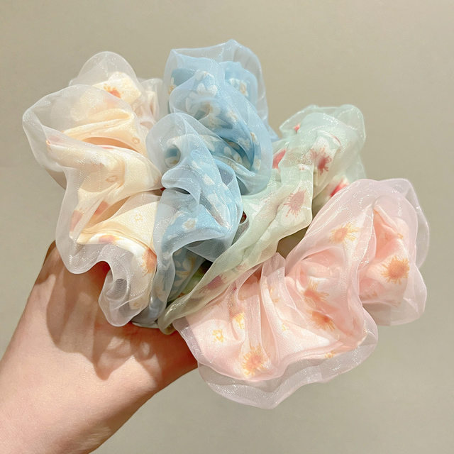 Internet celebrity double-layer yarn large intestine hair ring small ...