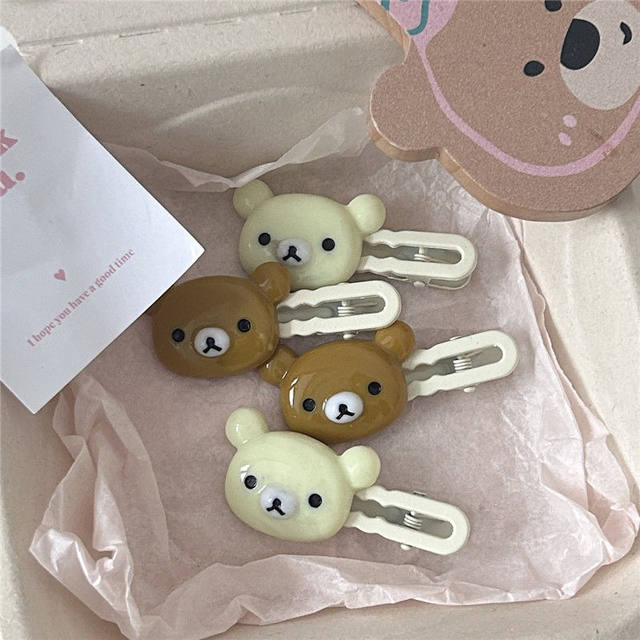 Milky Bear Cute Hair Clip Bangs Side Clip Girly Heart Seamless Hair ...