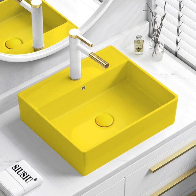Yellow countertop basin ceramic sink wash basin wash basin rectangular ...