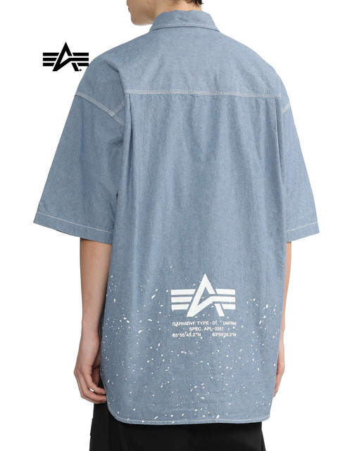 Alpha Industries Men's American Splashing Loose Short Sleeve Shirt ...