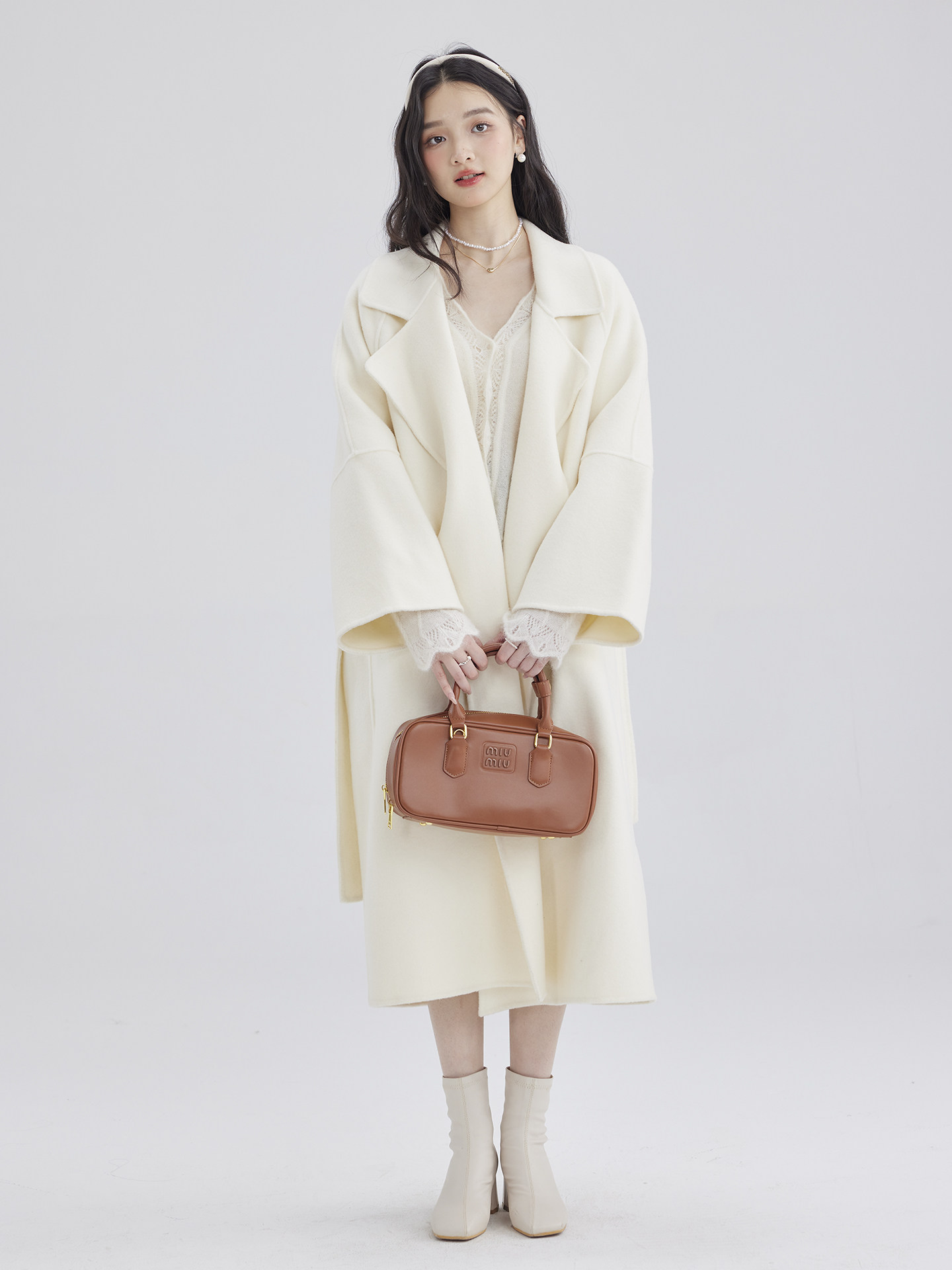 Cashmere Wool Coat - Sicily Style - Handmade Mid-Length