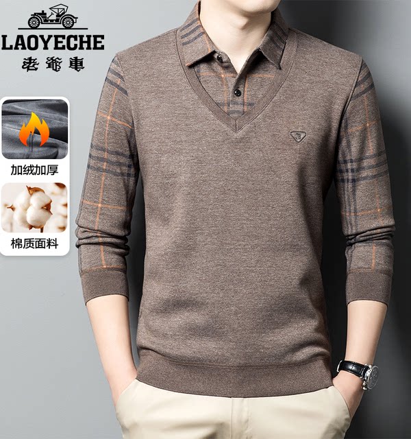 [Fleece-Lined and Thickened] High-End Vintage Warm Sweater for Men ...