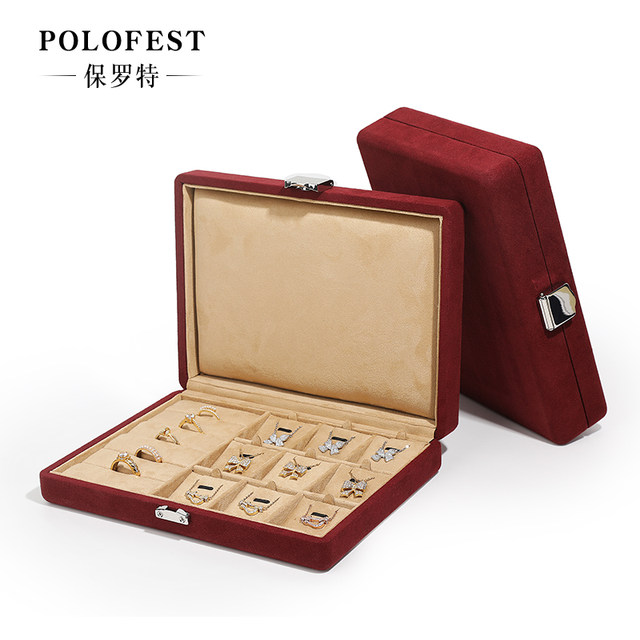 Gold hand jewelry jewelry storage box high-end maroon suede plush ...