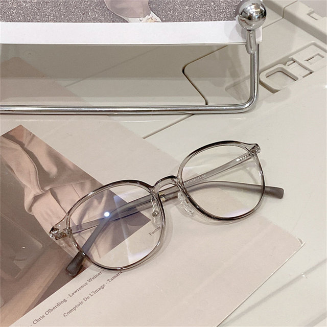 Ultra-light Korean gradient tea-brown round-frame glasses for women ...