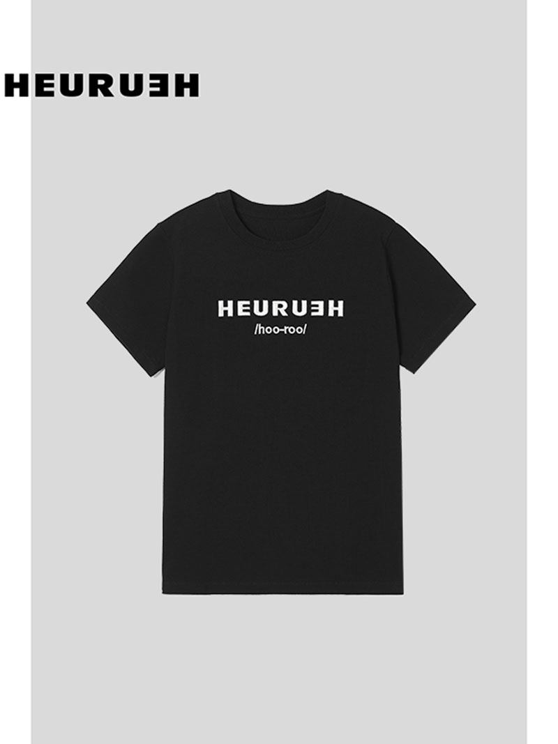 Heurueh three -dimensional logo embroidery design short -sleeved T ...