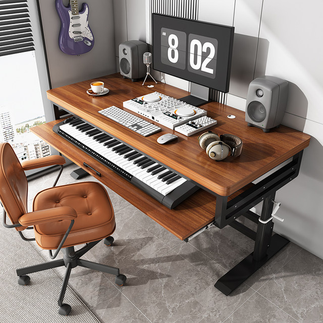 Solid wood hand-operated lift arranger table workbench electronic piano ...