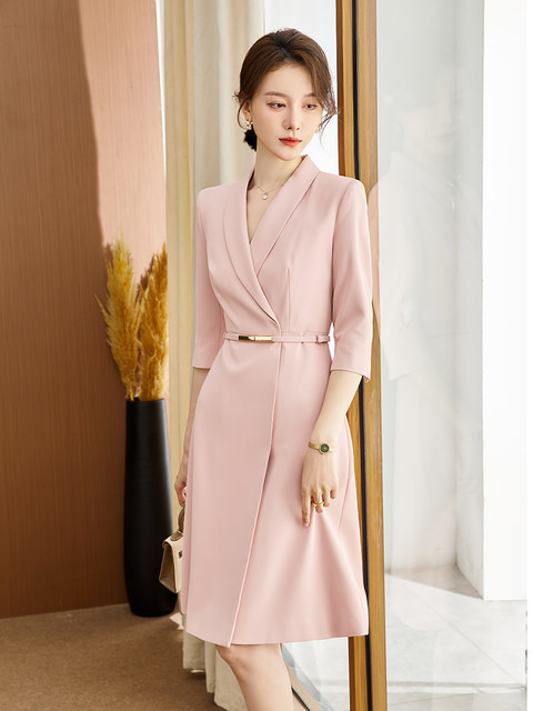 High-End Pink Formal Suit Dress for Women, Spring/Summer 2024 New Style ...