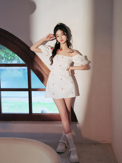 CLOUDSEASON cherry waistless suspender hot girl dress summer new style ...