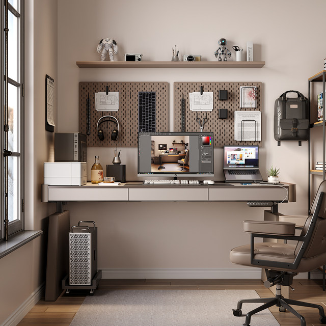 wzo smart desk slate minimalist designer saddle leather electric lift ...